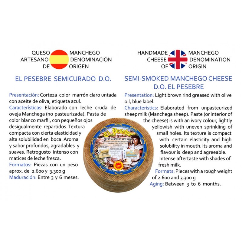Queso artesano semi curado manchego El Pesebre D.O.